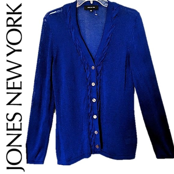 Jones New York | Sweaters | Jones New York Royal Blue Cable Cardigan ...